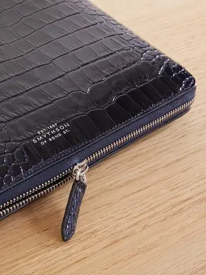 Smythson Mara Croc-embossed Leather A4 Folder
