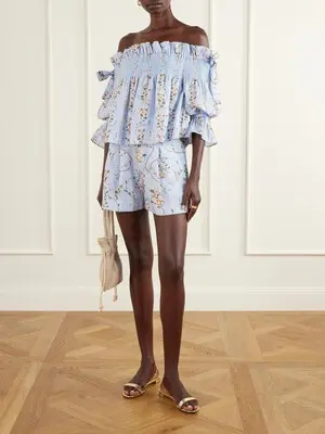 Agua Bendita Maratea Navegante Printed Linen Shorts