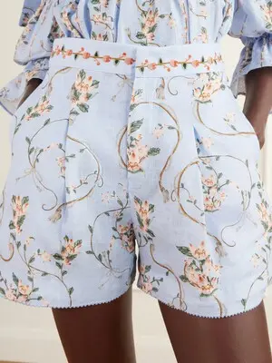 Agua Bendita Maratea Navegante Printed Linen Shorts