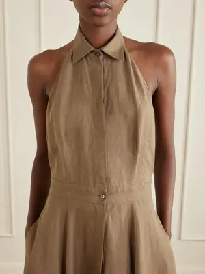 Ralph Lauren Eldered Halterneck Linen Maxi Dress