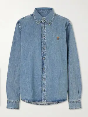 AMI Paris Logo-embroidered Denim Shirt