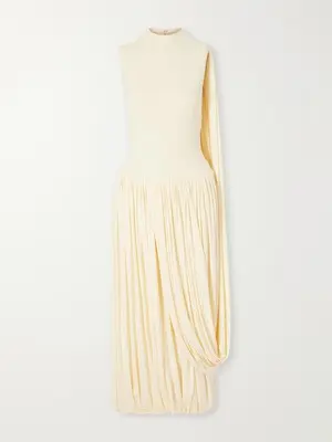 ABADIA Bamboo Asymmetrical Draped Midi Dress