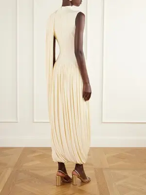 ABADIA Bamboo Asymmetrical Draped Midi Dress