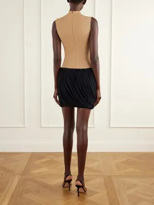 ABADIA Draped Bead-embellished Jersey Mini Dress