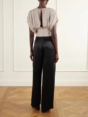 ABADIA Draped Ruched Jersey Blouse