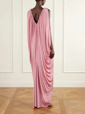 ABADIA Draped Stretch-jersey Maxi Dress