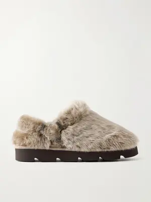 Brunello Cucinelli Monili Embellished Shearling Slip-ons