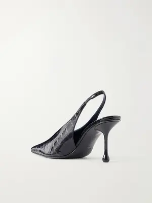 JIMMY CHOO Isa 80 Croc-effect Leather Slingback Pumps