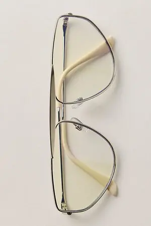Free People Linden Aviator Blue Light Glasses At Free People In Silver Silver