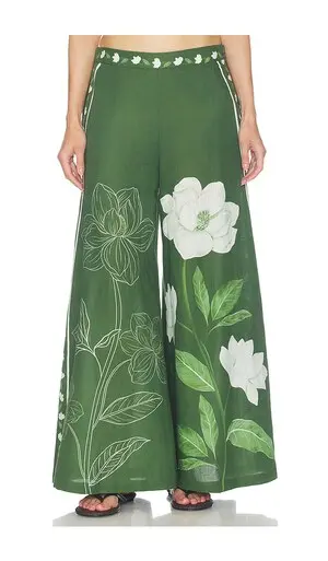 Verandah Magnolia Flared Pants In . Also - Green