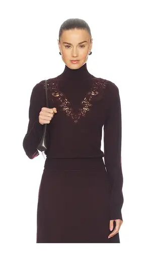 Zimmermann Valiant Merino Lace Turtleneck In . Also - Burgundy