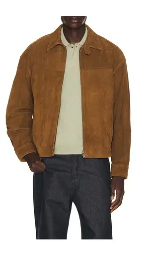 LE17SEPTEMBRE Cow Suede Zip Blouson - Brown