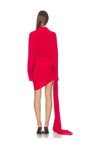 Norma Kamali Oversized Shirt Side Drape Dress With Bow In . Also