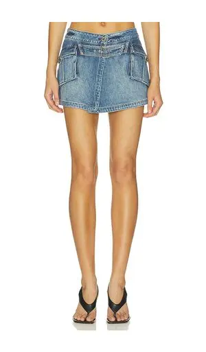 Alice + Olivia Brandy Denim Cargo Mini Skirt In . Also - Blue