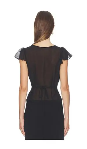 GUIZIO Ara Lace Trim V-neck Top In . Also