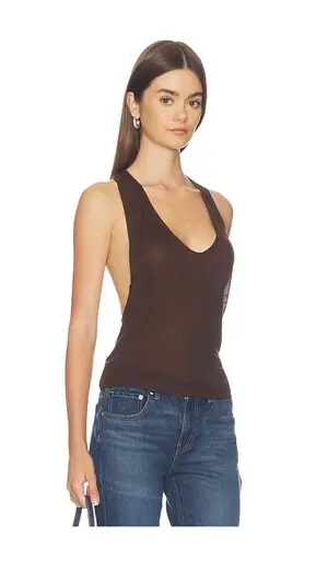 EB DENIM Valley Sheer Racer Tank In . Also - Brown