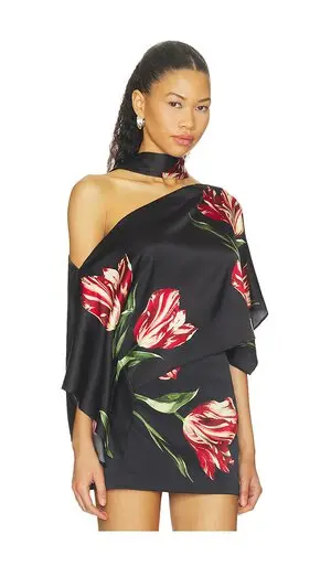 Alice + Olivia Rita Ots Draped Cropped Top With Scarf In . Also