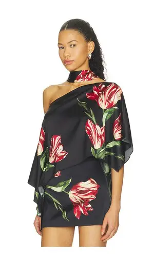 Alice + Olivia Rita Ots Draped Cropped Top With Scarf In . Also