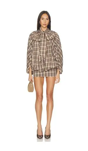 Prabal Gurung Tie-neck Short Cocoon Mini Dress In . Also - Grey