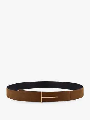 TOM FORD Suede Belt With Metal Buckle - Brown