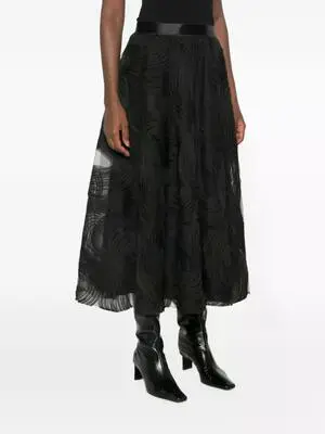 NISSA Textured Flared Midi Skirt