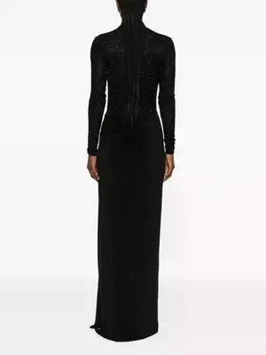NISSA Crystal-embellished Ruched Maxi Dress