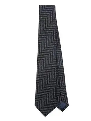 Emporio Armani Logo-jacquard Silk Tie - Blue
