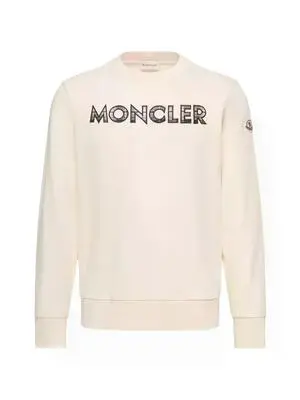 Moncler Logo Print Crewneck Sweatshirt - Neutrals