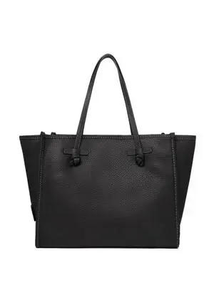 MARCELLA CLUB Large Knotted Leather Tote Bag - Black