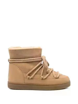 Inuikii Classic Lace-up Suede Boots With Shearling Lining - Neutrals