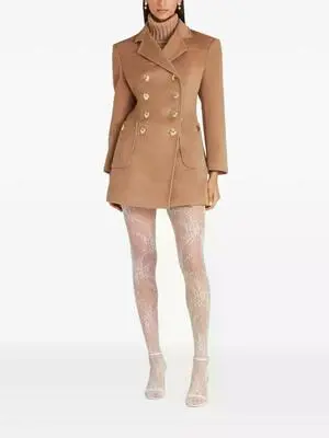 VIOLANTE NESSI Double-breasted Padded-shoulder Camel Hair Coat