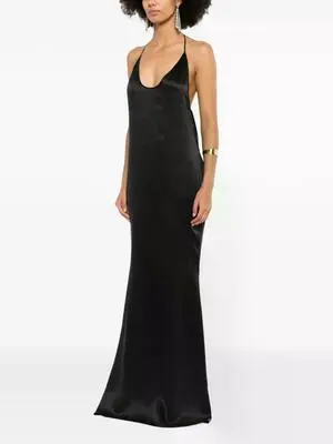 TOM FORD Peach-feel Silk Halter-neck Evening Dress - Black