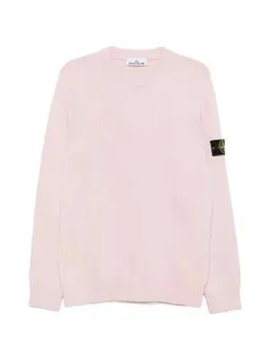 Stone Island Logo-patch Crew Neck Sweater - Pink