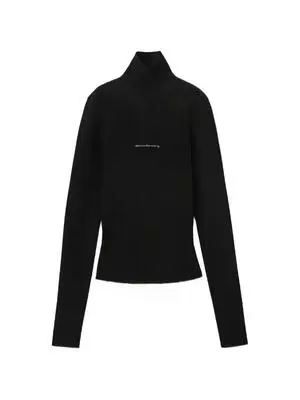 Alexander Wang Ls Turtle Neck Top W Jacquard Logo