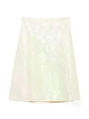 A.W.A.K.E. Mode Crinkled-effect A-line Mini Skirt - Neutrals