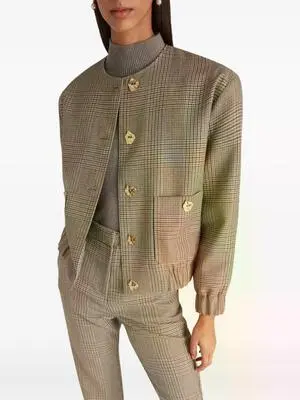 VIOLANTE NESSI Houndstooth-pattern Wool Bomber Jacket