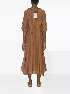 I BLUES Ruffle-trimmed V-neck Midi Dress