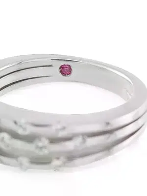 Roberto Coin Diamond And Ruby Three-row Ring