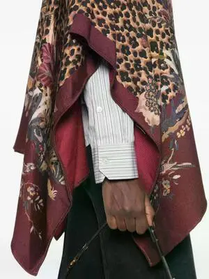 Etro Leopard-print Floral-pattern Poncho