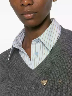 TWINSET Ribbed Knit V-neck Sweater