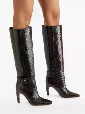 MALONE SOULIERS Raven Snake-effect Leather Boots