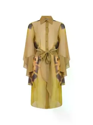 Alberta Ferretti Belted Mini Dress - Yellow