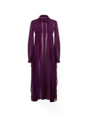 Alberta Ferretti Ruffled Pleated Maxi Dress - Purple