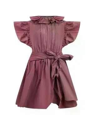 Alberta Ferretti Ruffled-collar Belted Mini Dress
