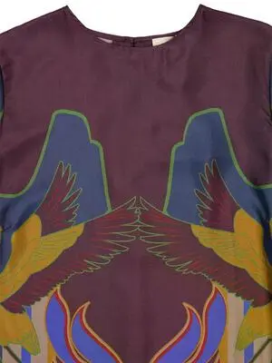 PAULA Crew-neck Printed Silk Dress