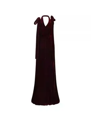 Alberta Ferretti Velvet Halterneck Maxi Dress