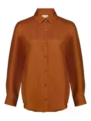 PAULA Buttoned Silk Shirt - Brown