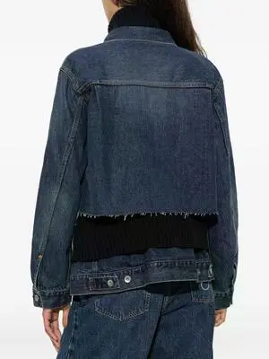 Sacai Distressed Denim Jacket With Wool Insert