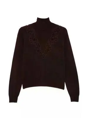 Zimmermann High-neck Sweater With Crochet Trim - Red