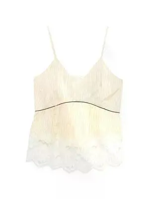 Plan C Lace-trim Striped Top